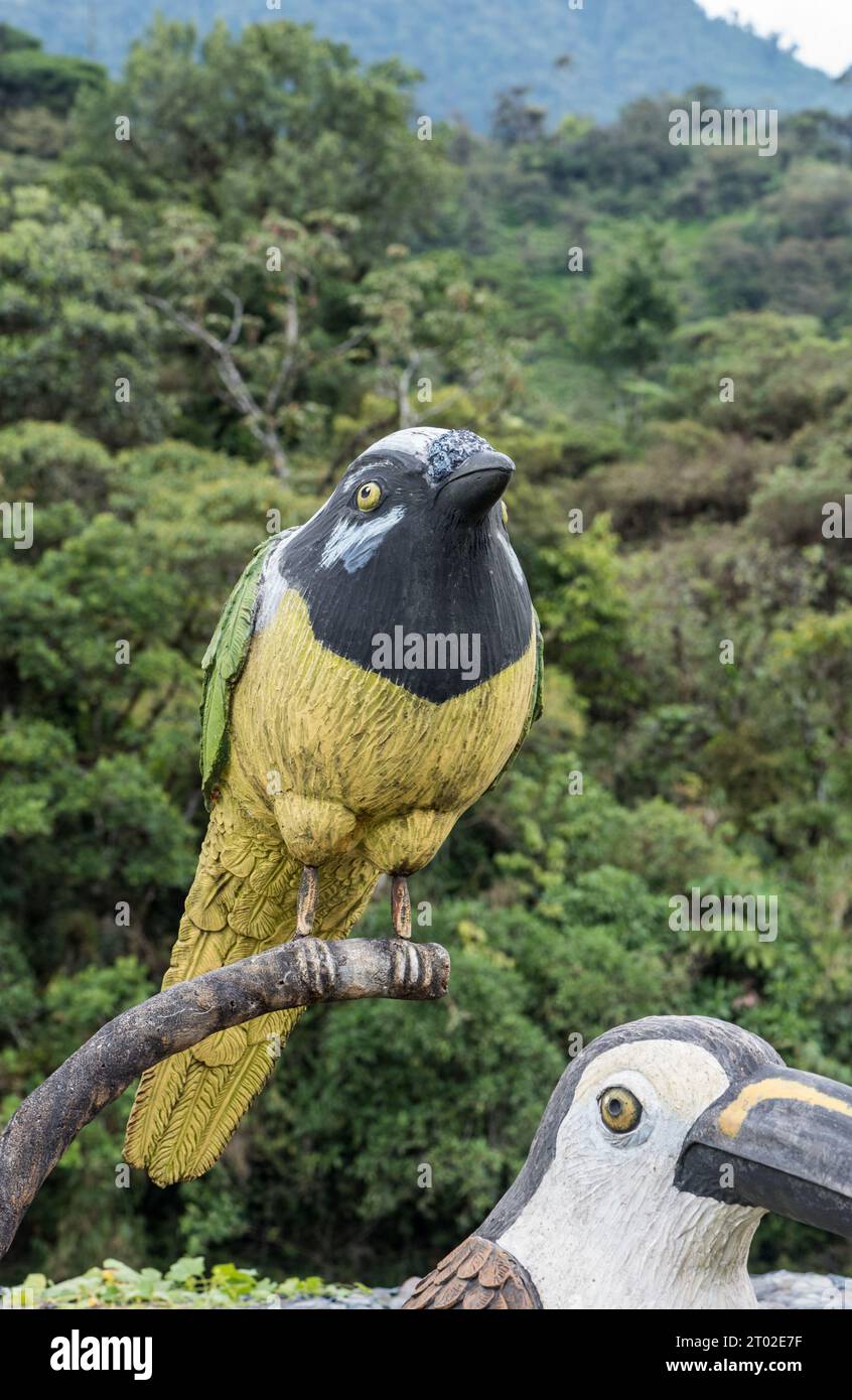 Bird statue in a park in Cosanga, Ecuador. This one is a Green/ Inca ...