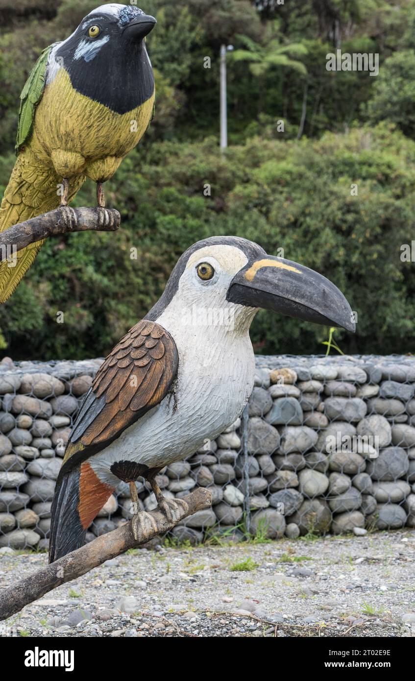 Bird statue in a park in Cosanga, Ecuador. This one is a Toucan Stock ...