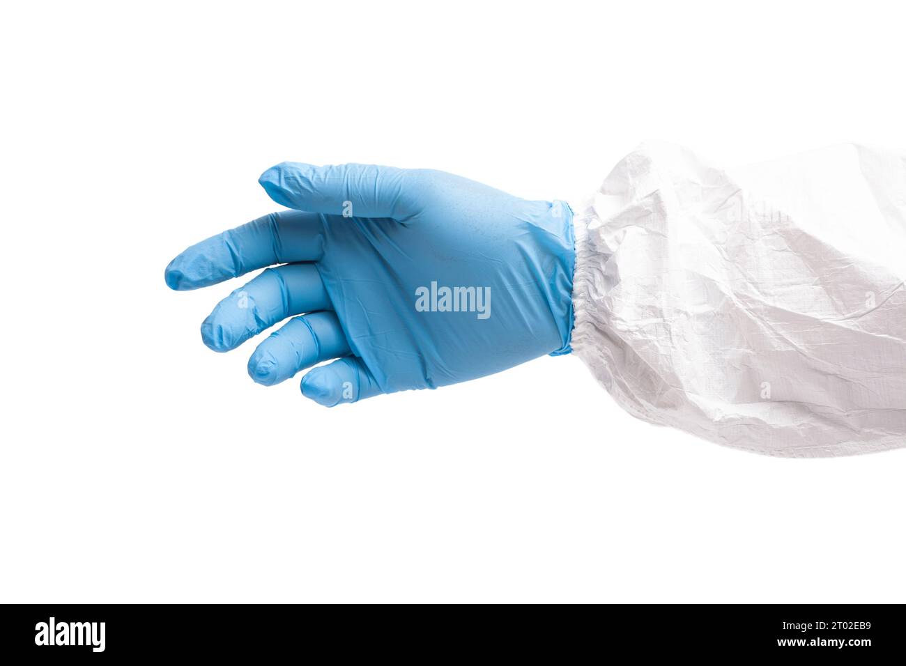 doctor's hand in blue surgical medical gloves and white medical ...