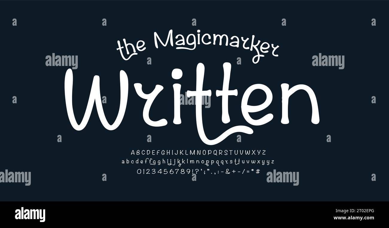 Written handdrawn font, modern doodle alphabet for wedding invitations ...