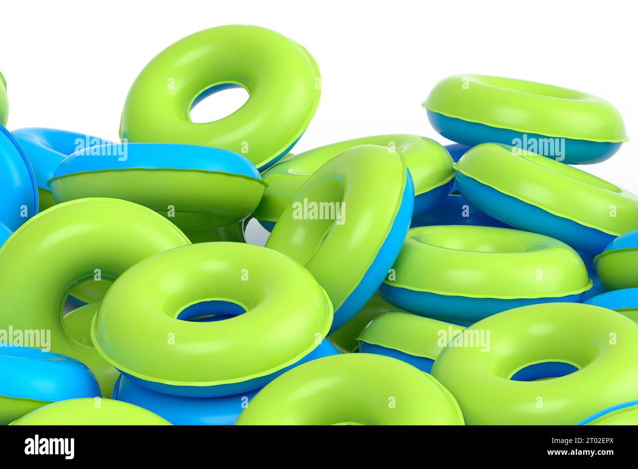 Pile of inflatable ring for swimming pool isolated on white background ...