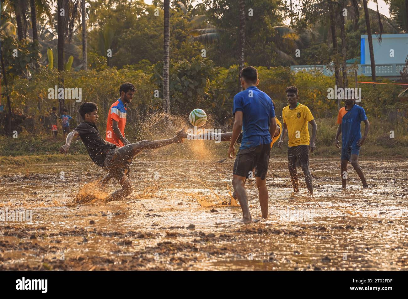 Playing Mud Football, water splashing, highspeed photography Stock ...
