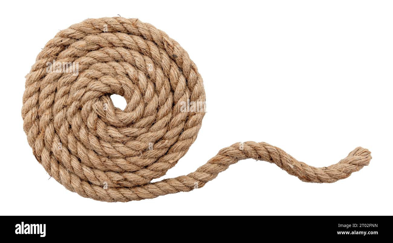 Jute rope with a knot or loop on a white background. Jute Stock Photo ...
