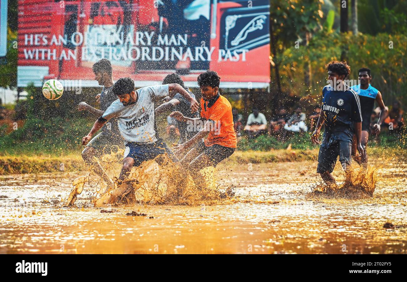 Playing Mud Football, water splashing, highspeed photography Stock ...