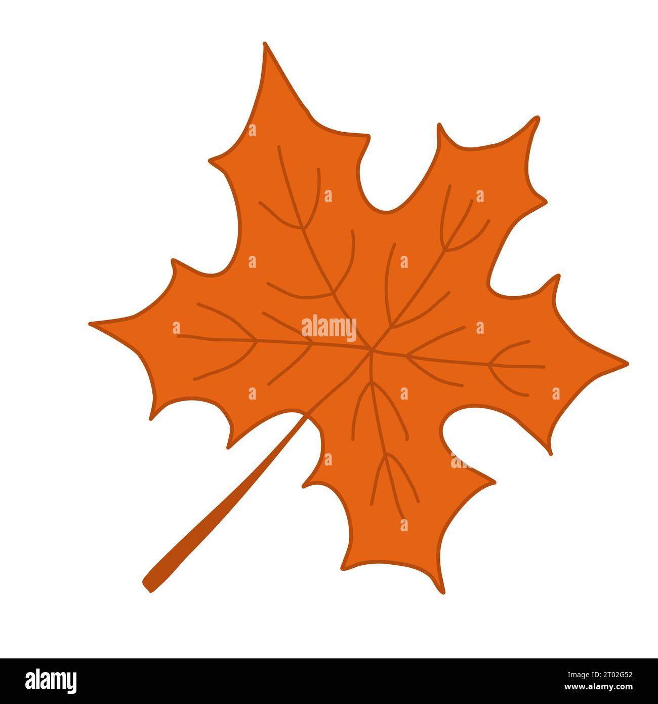Orange maple leaf, autumn design element, doodle style vector ...