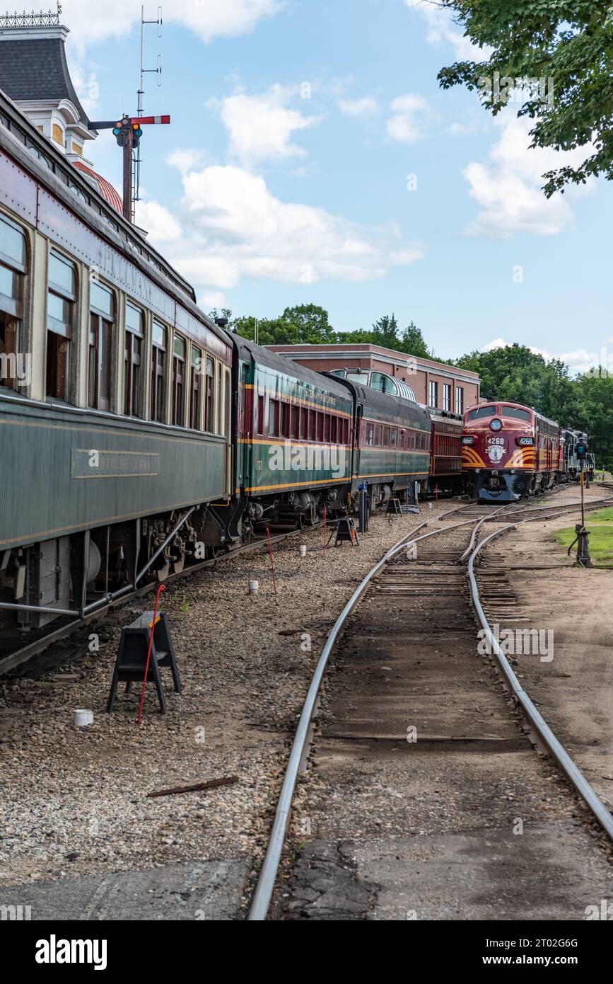 North Conway Scenic Railroad Train Station, New Hampshire, USA Stock Photo - Alamy