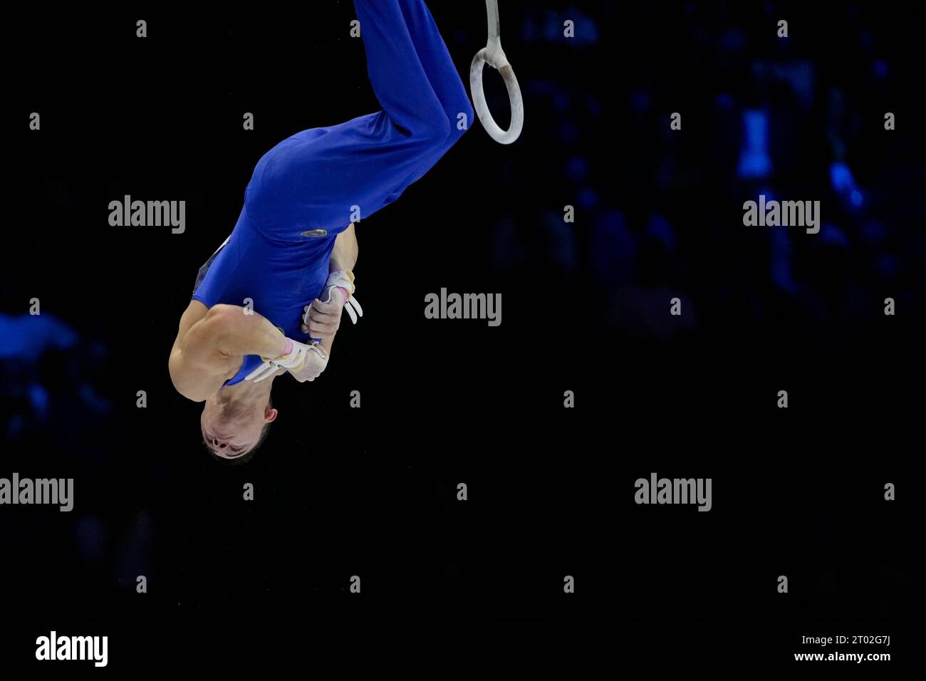 Italy's Mario Macchiati competes on the rings during the Artistic ...