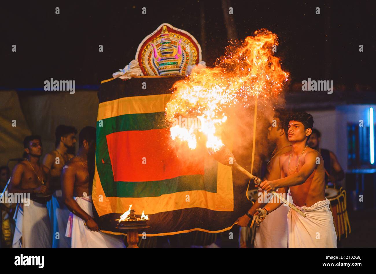 Kerala Folk art form Mudiyettu, Goddess Kali and Darika Fight Stock ...