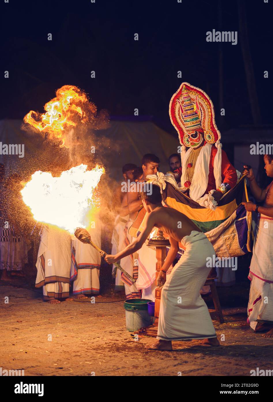 Kerala Folk art form Mudiyettu, Goddess Kali and Darika Fight Stock ...