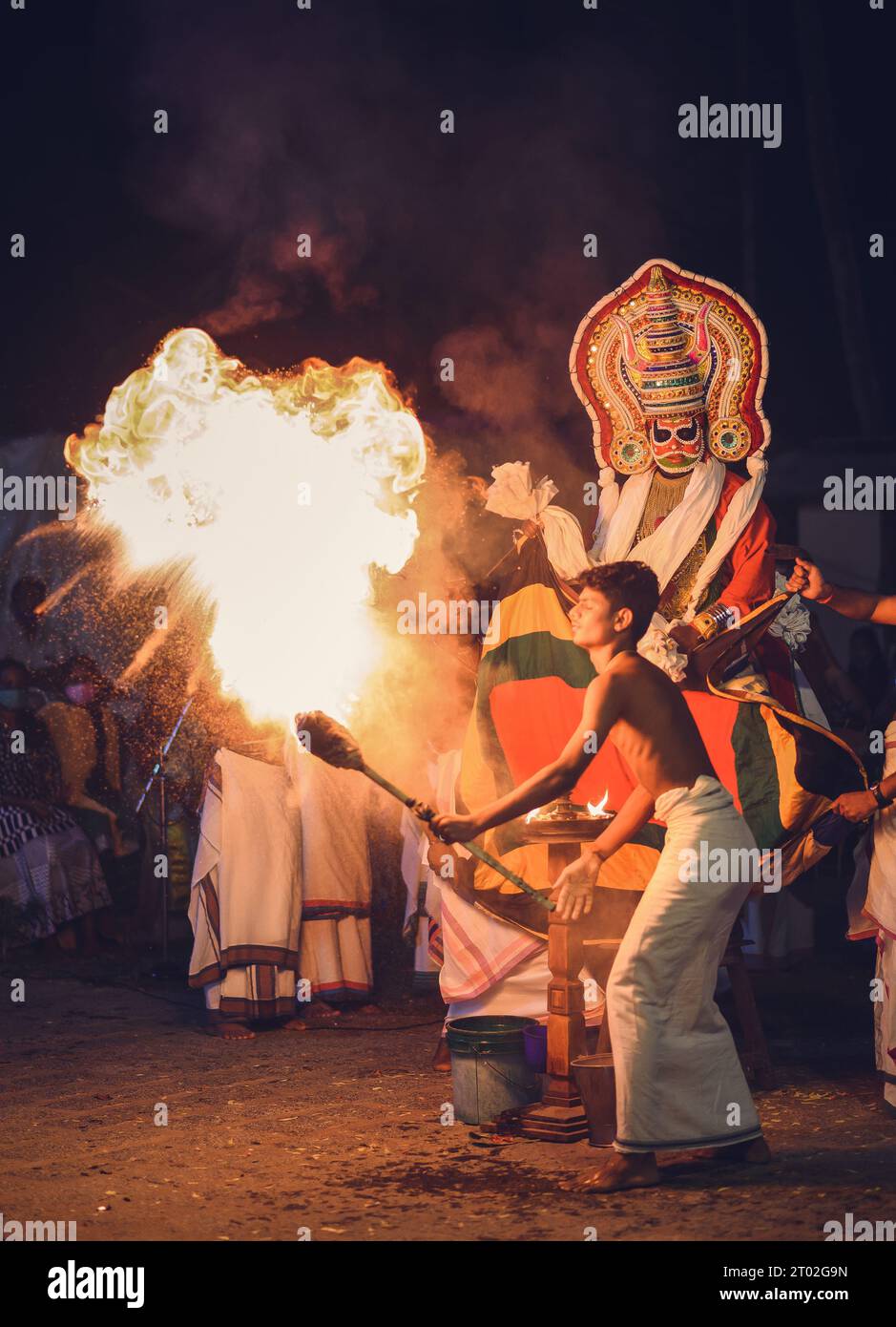 Kerala Folk art form Mudiyettu, Goddess Kali and Darika Fight Stock ...