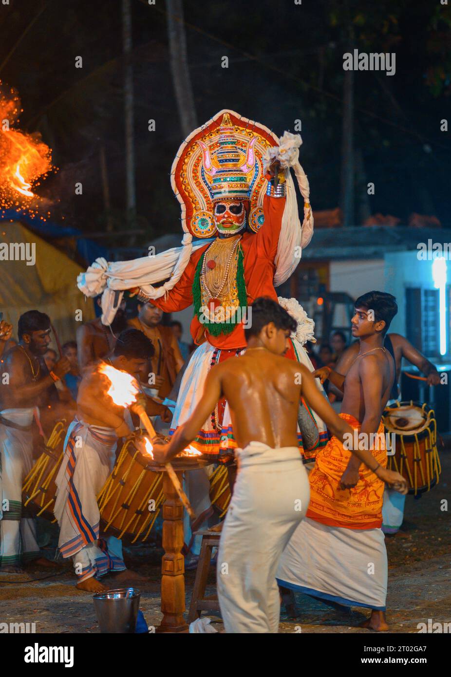 Kerala Folk art form Mudiyettu, Goddess Kali and Darika Fight Stock ...