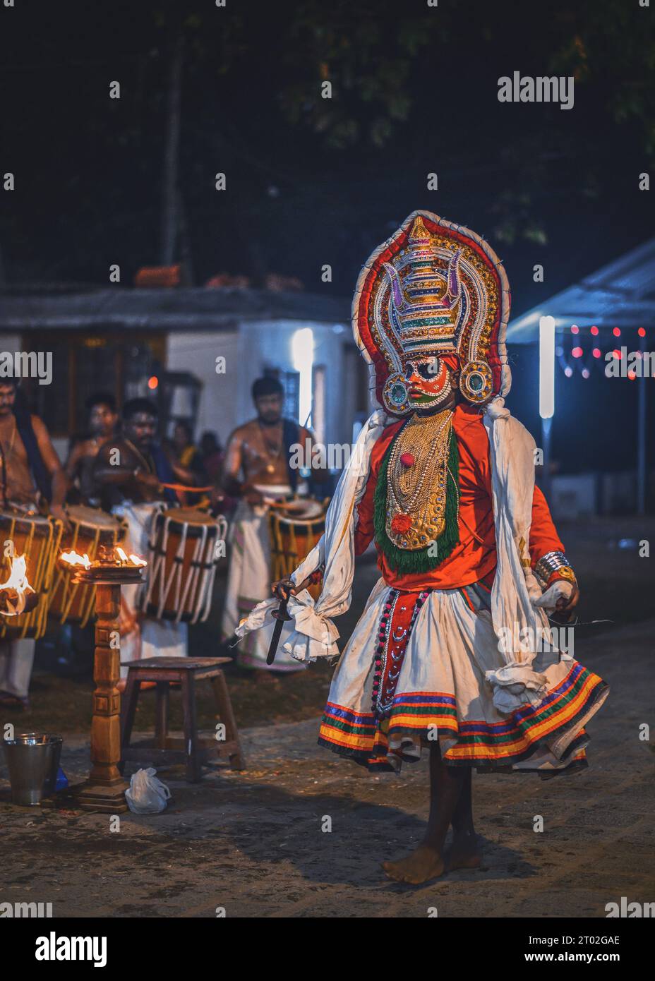 Kerala Folk art form Mudiyettu, Goddess Kali and Darika Fight Stock ...