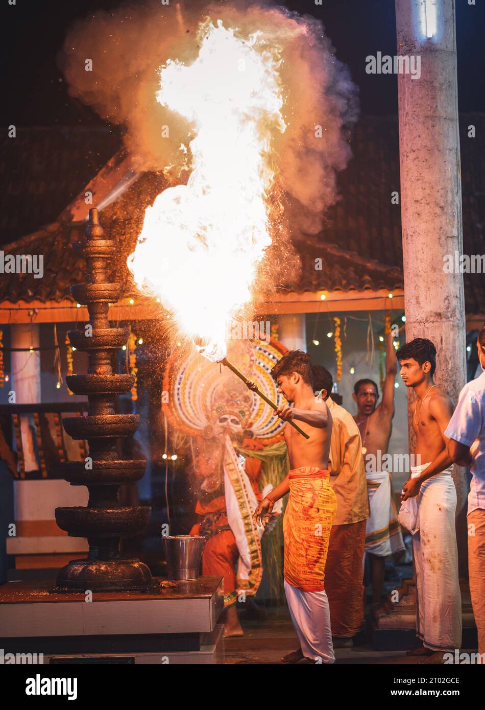 Kerala Folk art form Mudiyettu, Goddess Kali and Darika Fight Stock ...