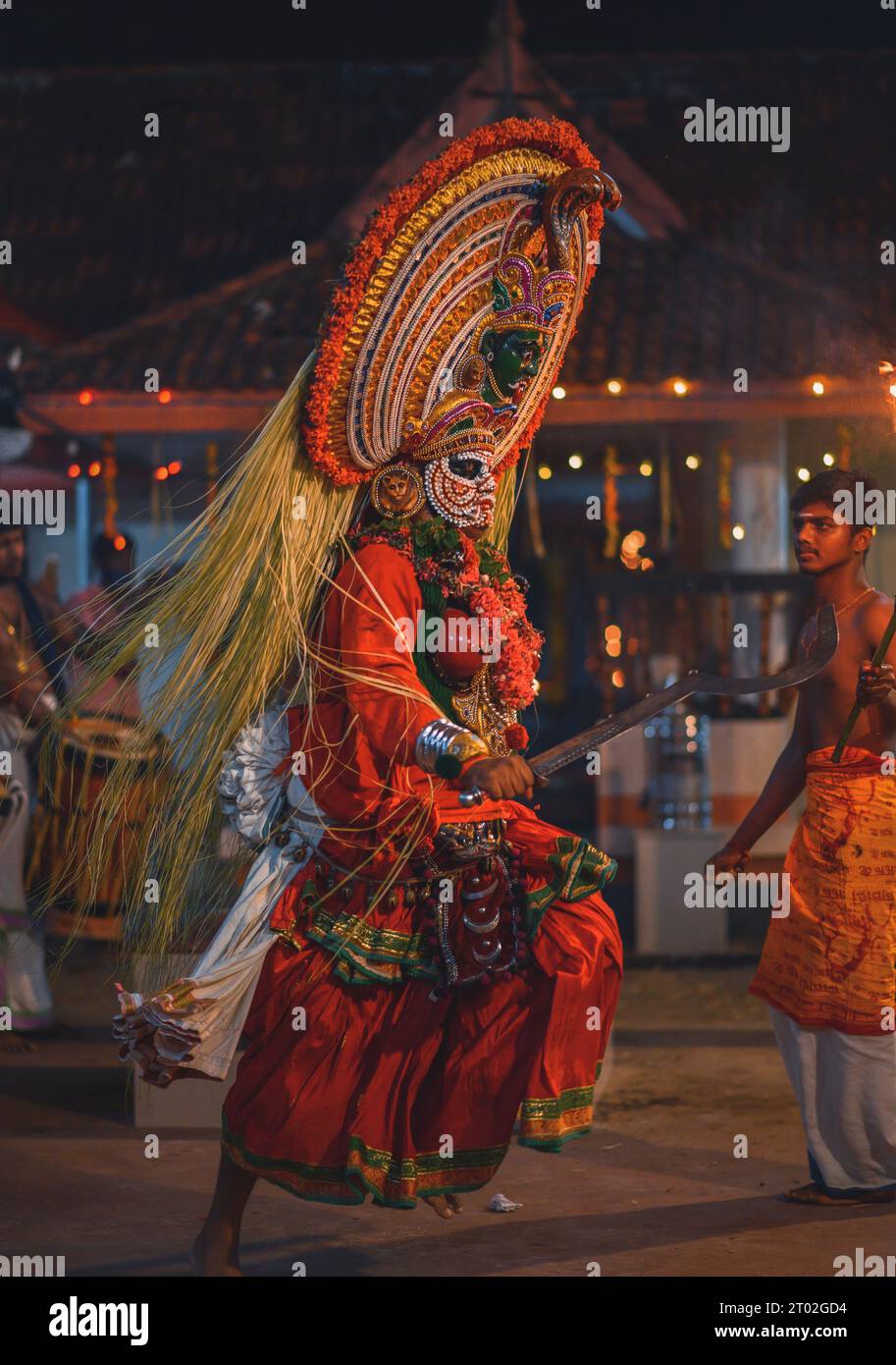Kerala Folk art form Mudiyettu, Goddess Kali and Darika Fight Stock ...
