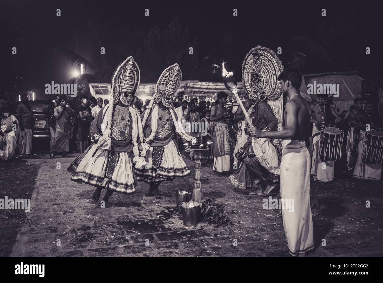 Kerala Folk art form Mudiyettu, Goddess Kali and Darika Fight Stock ...