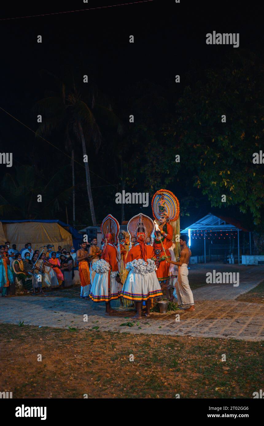 Kerala Folk art form Mudiyettu, Goddess Kali and Darika Fight Stock ...