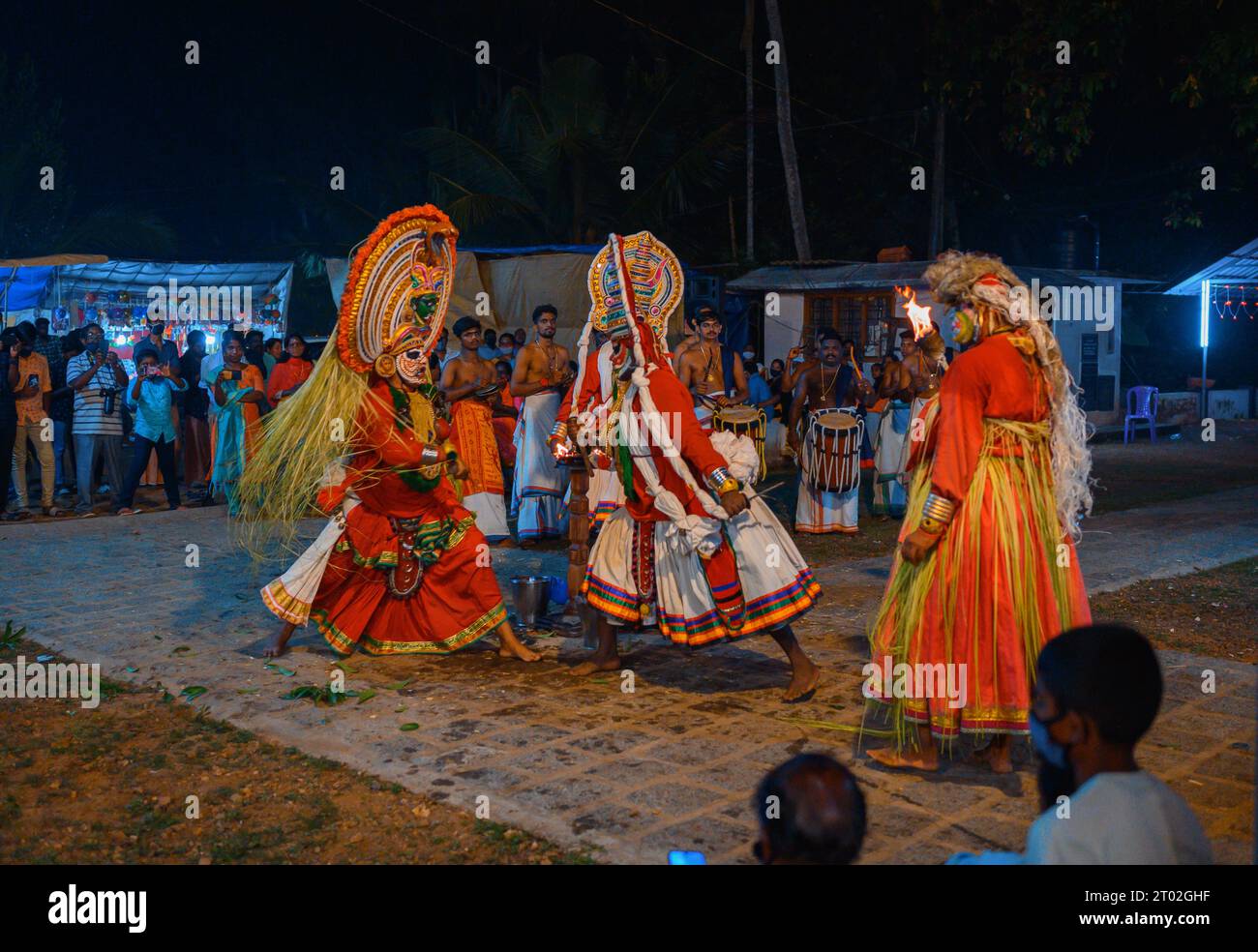 Kerala Folk art form Mudiyettu, Goddess Kali and Darika Fight Stock ...