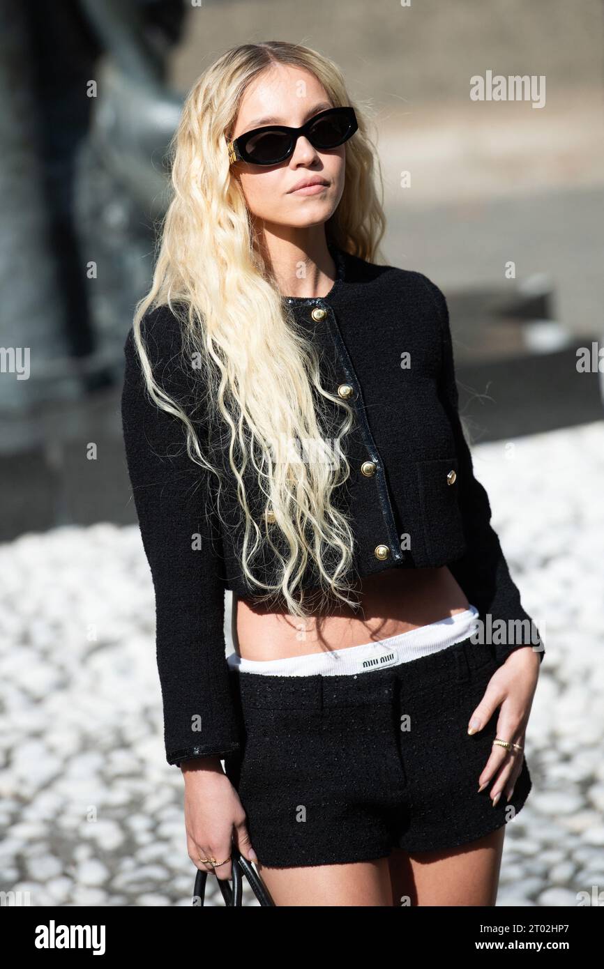 Paris, France. 03rd Oct, 2023. Sydney Sweeney attending the Miu Miu Womenswear Spring/Summer ...