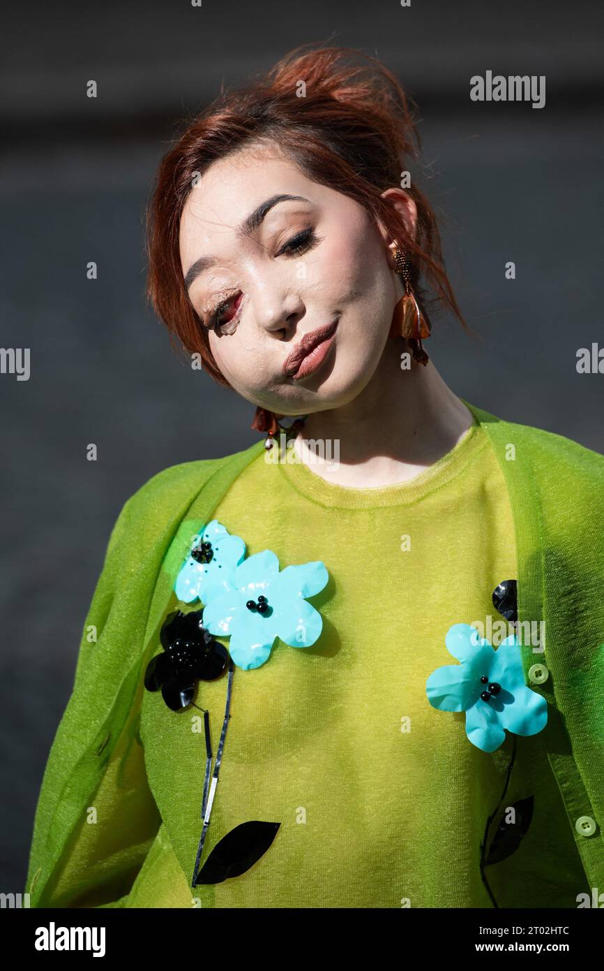 Paris, France. 03rd Oct, 2023. Nikki Lilly Christou attending the Miu ...