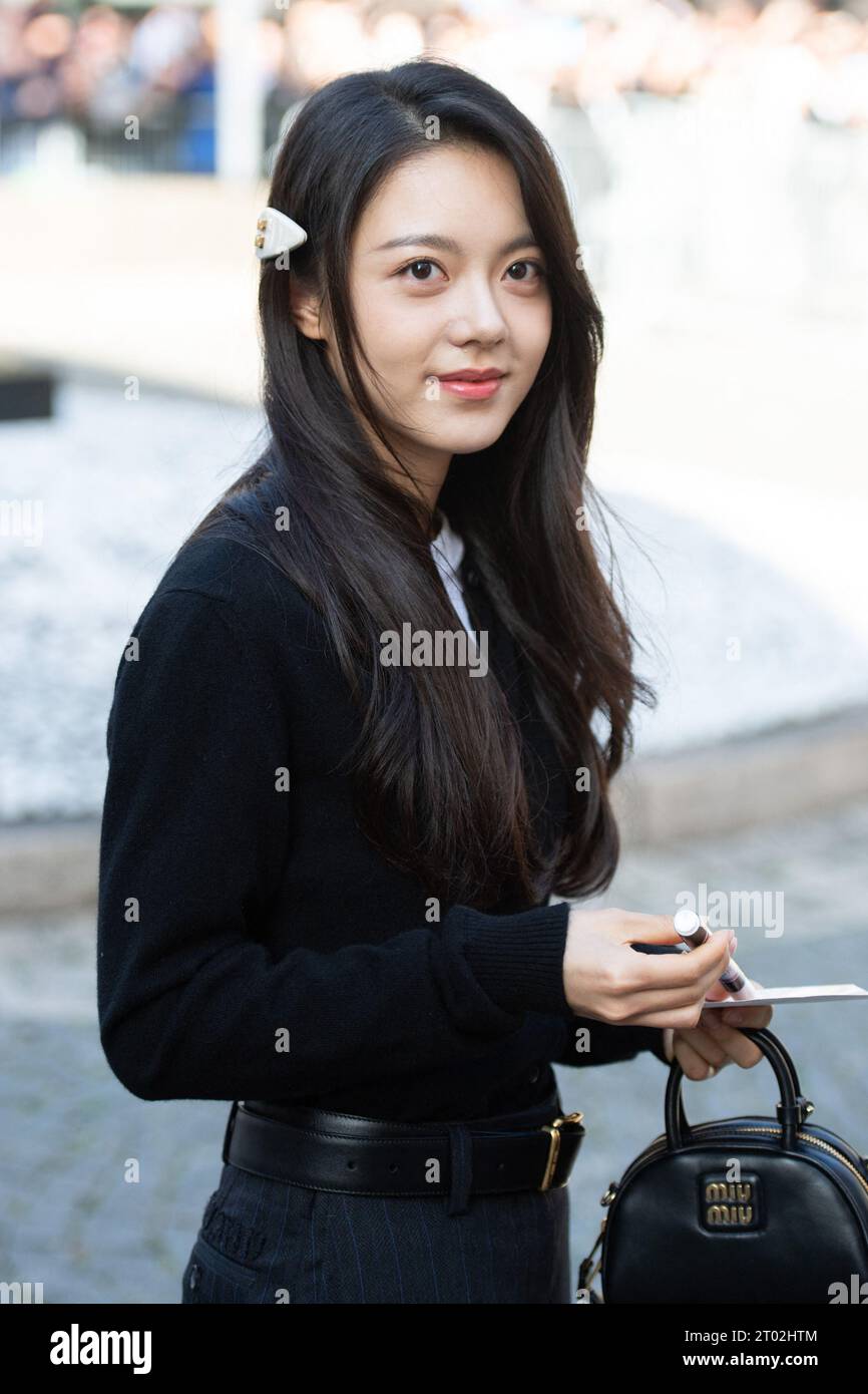 Paris, France. 03rd Oct, 2023. Zhao Jinmai attending the Miu Miu ...