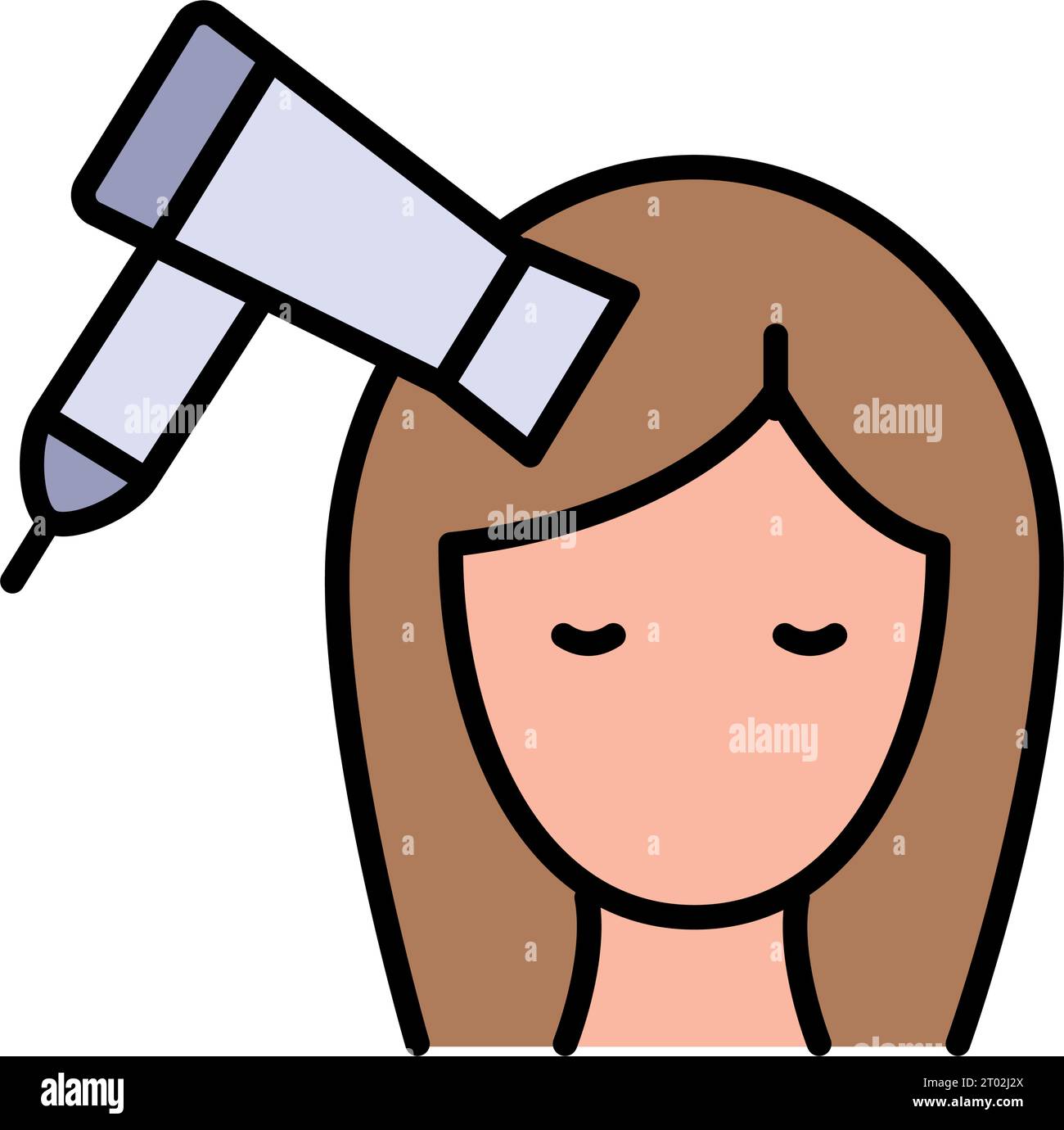 Beautiful woman drying her hair with hairdryer. Dryer hair icon ...