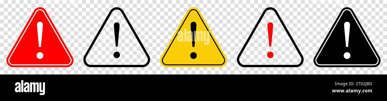 Attention sign icon set. Warning icons. Vector illustration isolated on ...