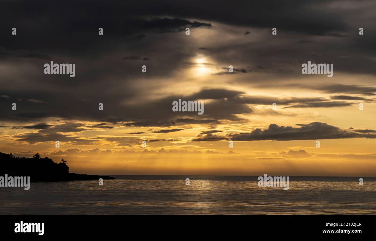 Sunrise over Albert Head seen from Tower Point in Witty's Lagoon ...