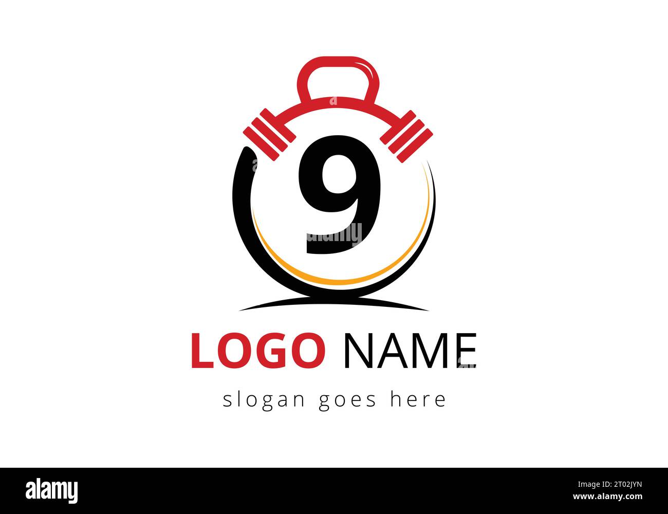 Letter 9 Logo With barbell. Fitness Gym logo. Lifting vector logo ...