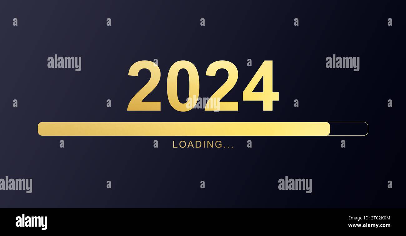 2024 loading bar Progress digital technology golden color background ...