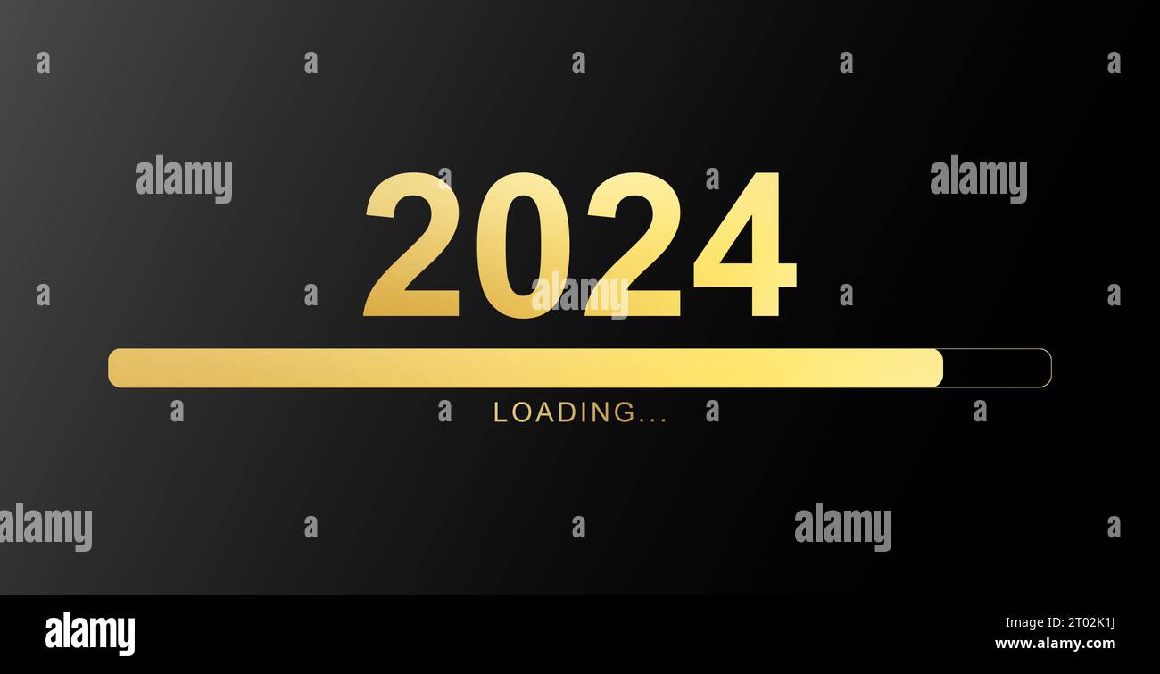 2024 loading bar Progress digital technology golden color background ...