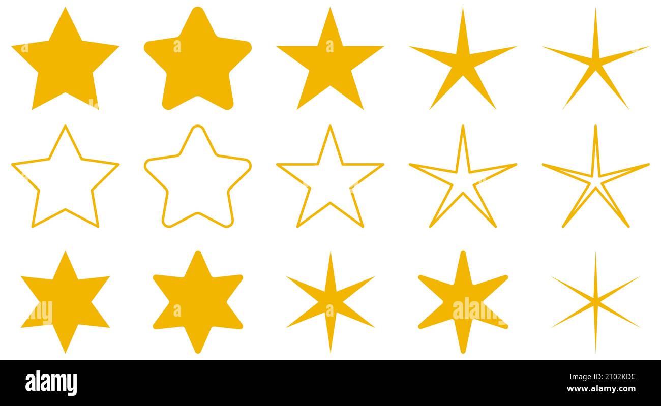 Star yellow icons. Vector illustration isolated on white background ...
