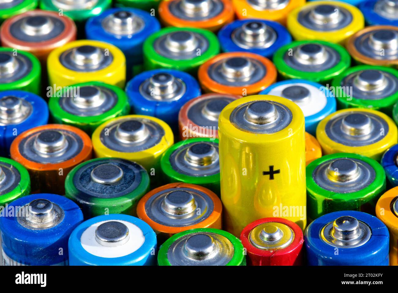Old used batteries collected for recycling. Toxic waste recycling and ...