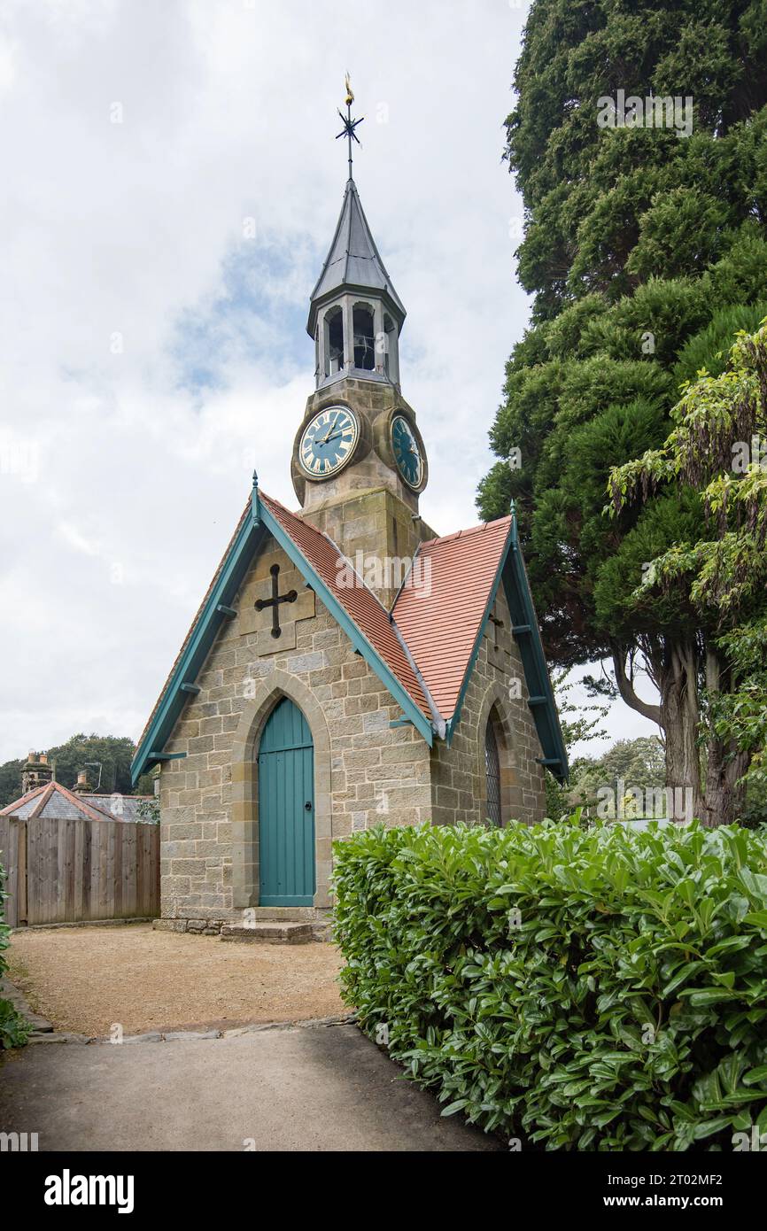 Gothic revival clock tower cragside rothbury hi-res stock photography ...