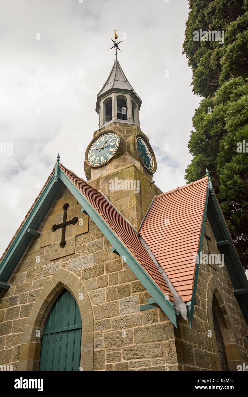 Cragside House Clock Tower from the formal gardens, Cragside, Rothbury ...
