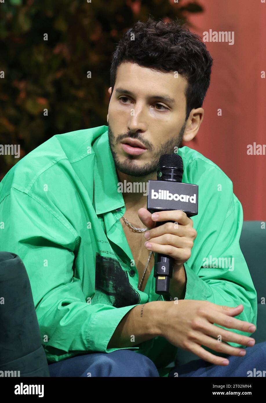 MIAMI BEACH, FL-OCT 3: Sebastian Yatra is seen during Q & A with ...