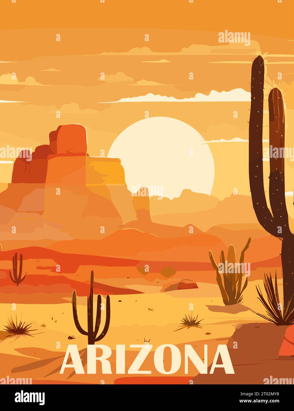Arizona, USA Travel Destination Poster vector art Stock Vector Image ...