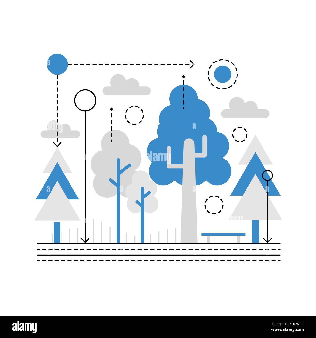 Park in smart city. Eco green innovative futuristic urban town graphic ...