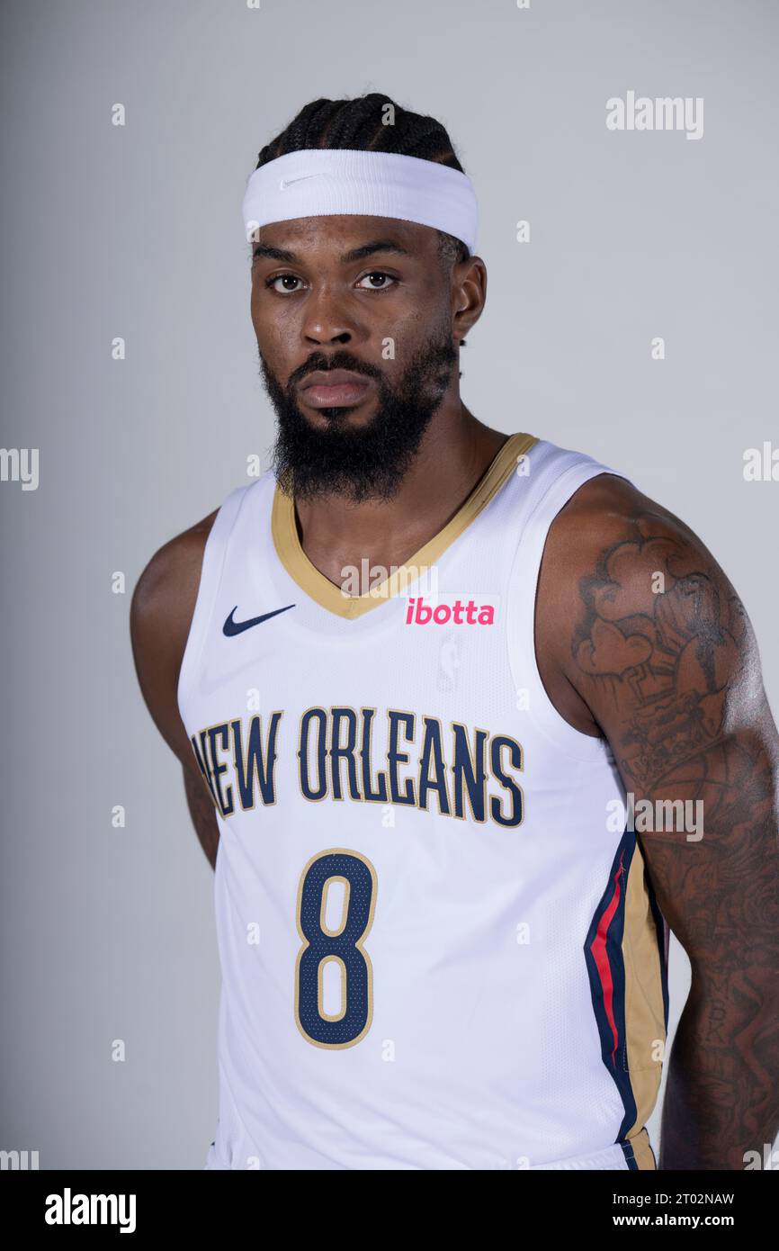 New Orleans Pelicans forward Naji Marshall (8) poses for portraits ...