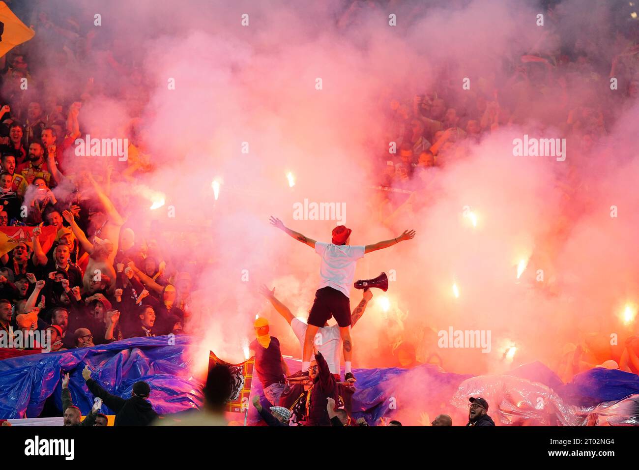 RC Lens fans in the stands during the UEFA Champions League Group B ...