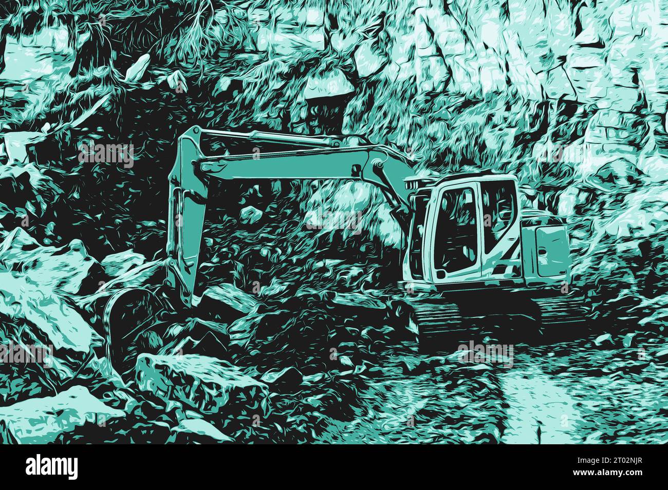 Yellow grey excavator quarry hi-res stock photography and images - Alamy