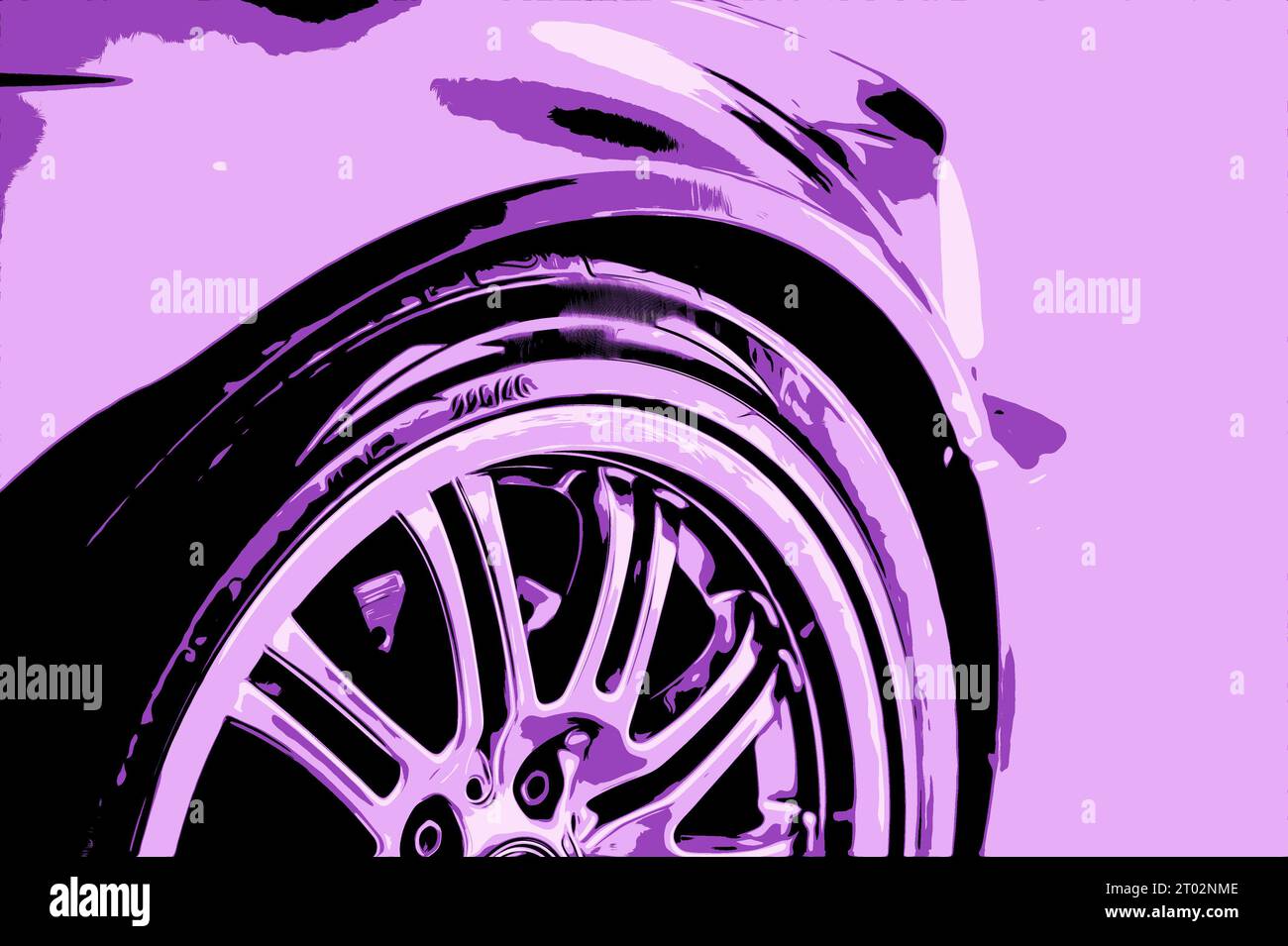 Details of the front right wheel of a fast, blue car Stock Photo - Alamy