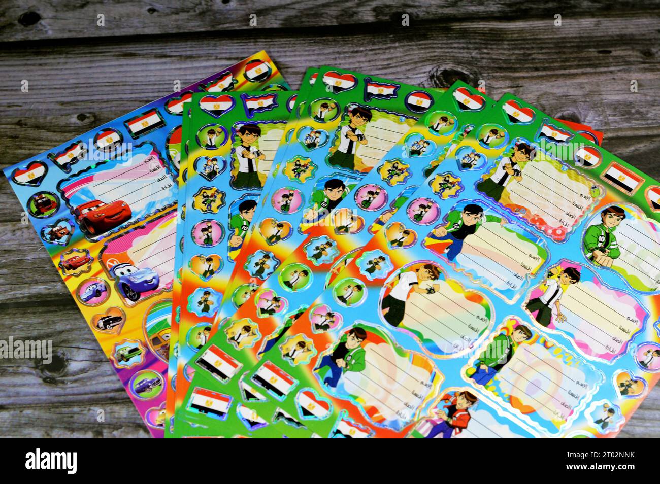 Cairo, Egypt, September 27 2023: Adhesive notebook stickers for kids ...