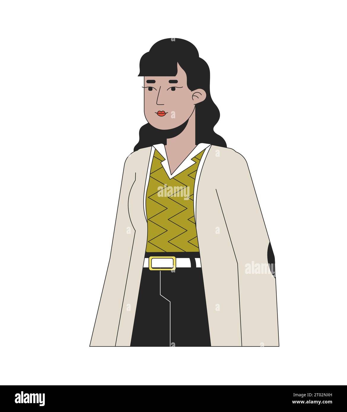 Stylish Adult Indian Woman Posing 2d Linear Cartoon Character Stock Vector Image And Art Alamy