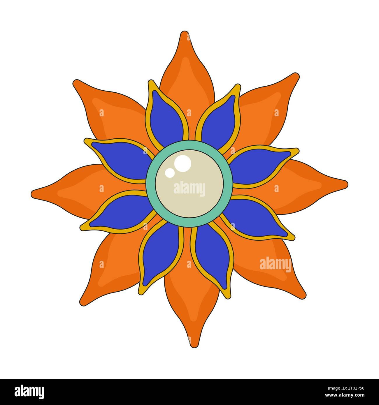 Blossom elegant flower 2D linear cartoon object Stock Vector Image ...