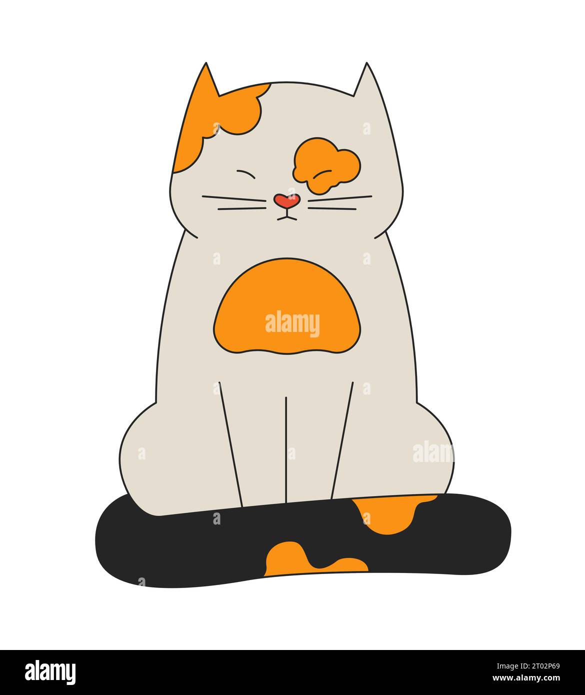 Sleepy cat squinting eyes 2D linear cartoon character Stock Vector ...