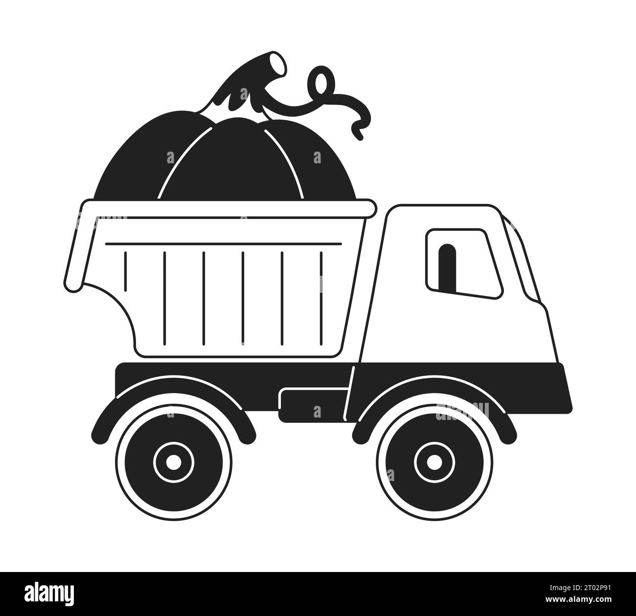 Truck Pumpkin Harvest Black And White 2d Cartoon Object Stock Vector Image And Art Alamy