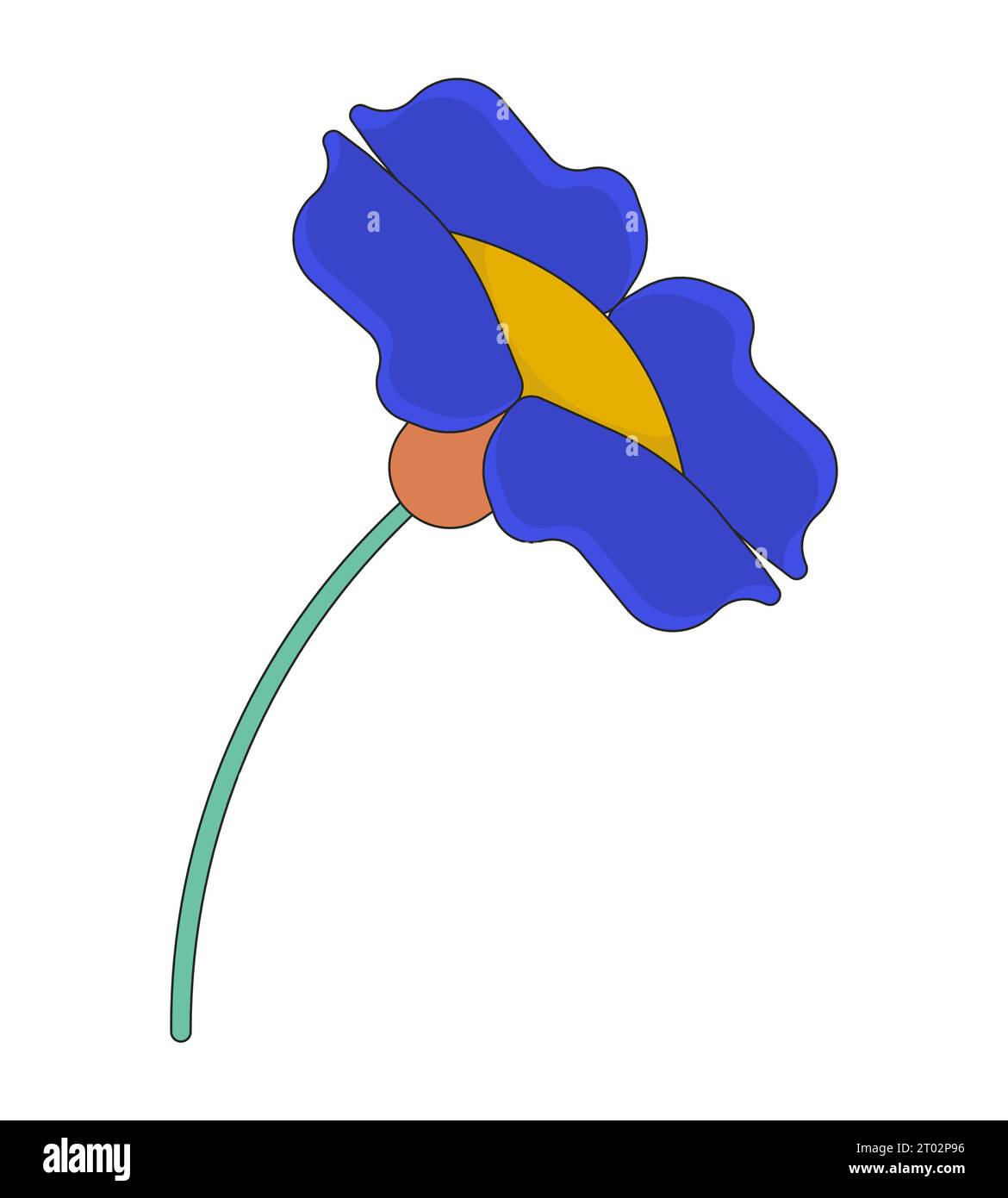 Perennial wild flower on stem 2D linear cartoon object Stock Vector ...