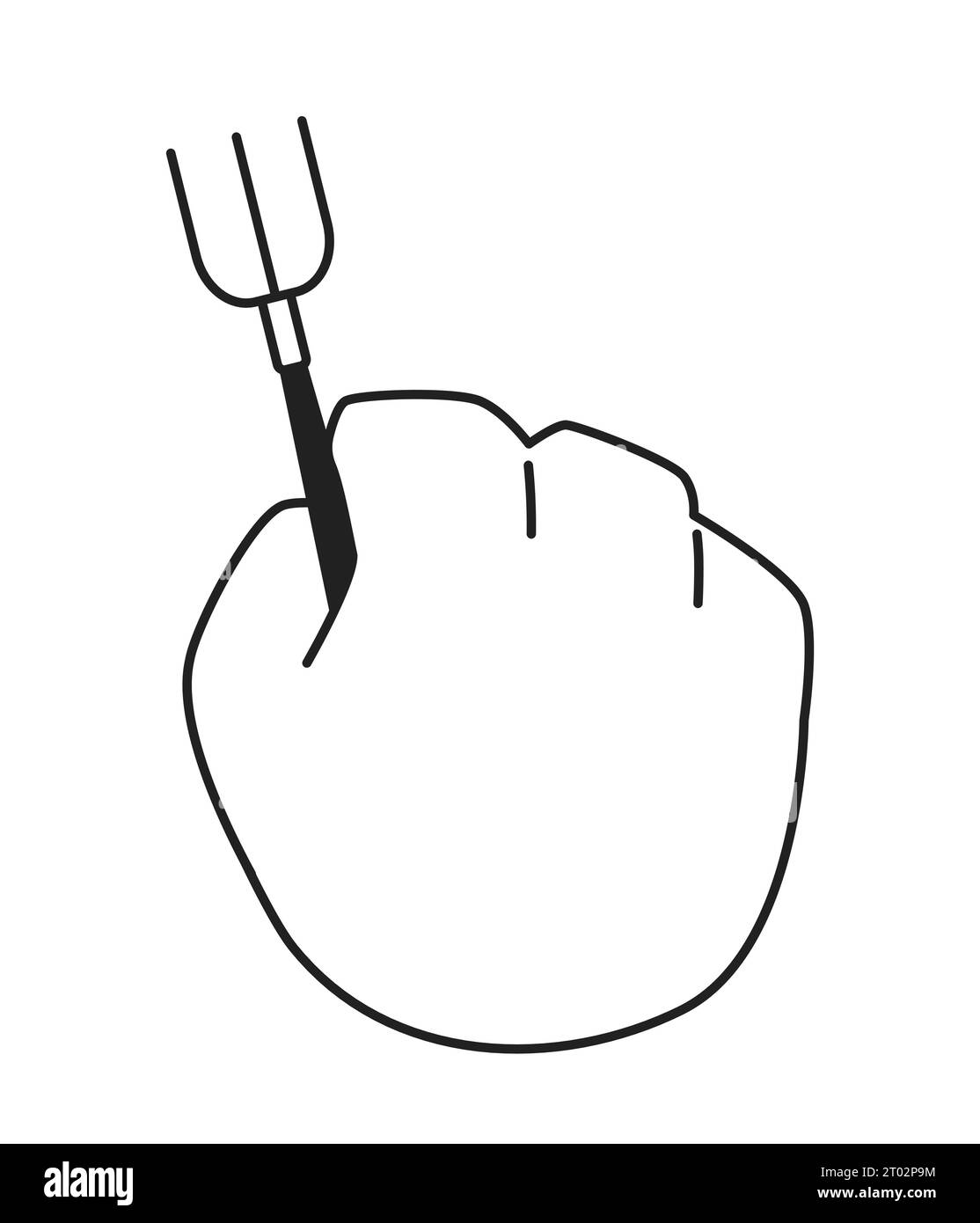 Fork holding cartoon hand outline illustration Stock Vector Image & Art ...