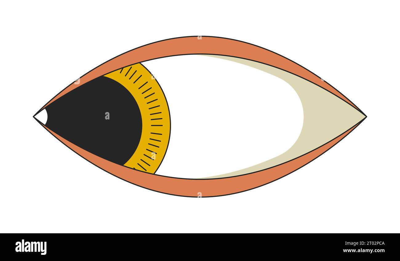 Groovy eye looking sideways 2D linear cartoon object Stock Vector Image ...