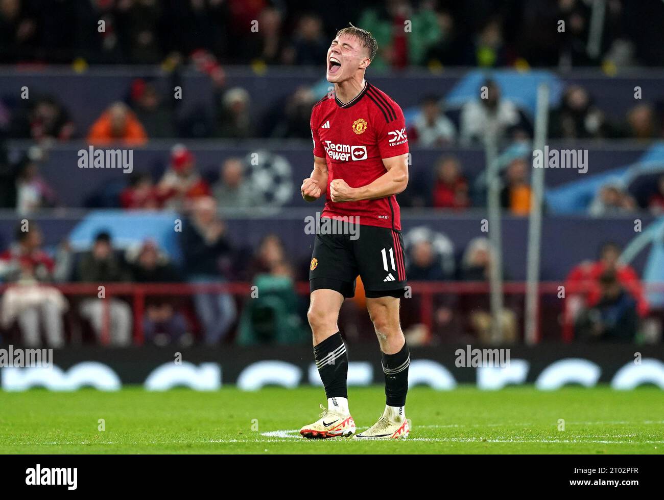 Manchester United's Rasmus Hojlund celebrates scoring their side's ...